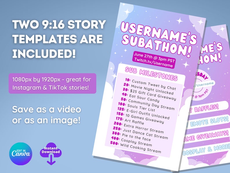 Starry Sky Subathon Twitch Subathon Social Media Package - Etsy