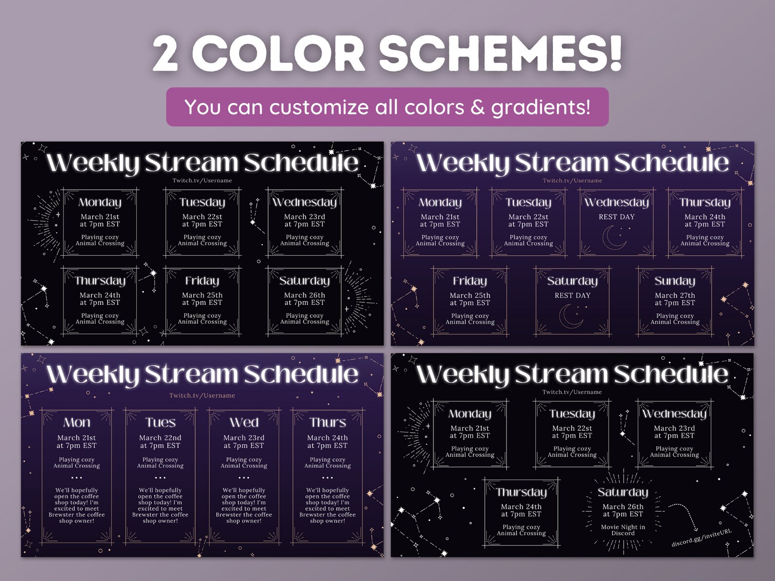 Dark Celestial Twitch Youtube Weekly Stream Schedule | Social Media ...