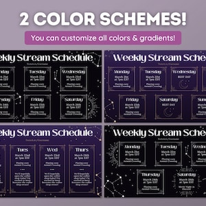 Dark Celestial Twitch Youtube Weekly Stream Schedule | Social Media | Editable Canva Template ...