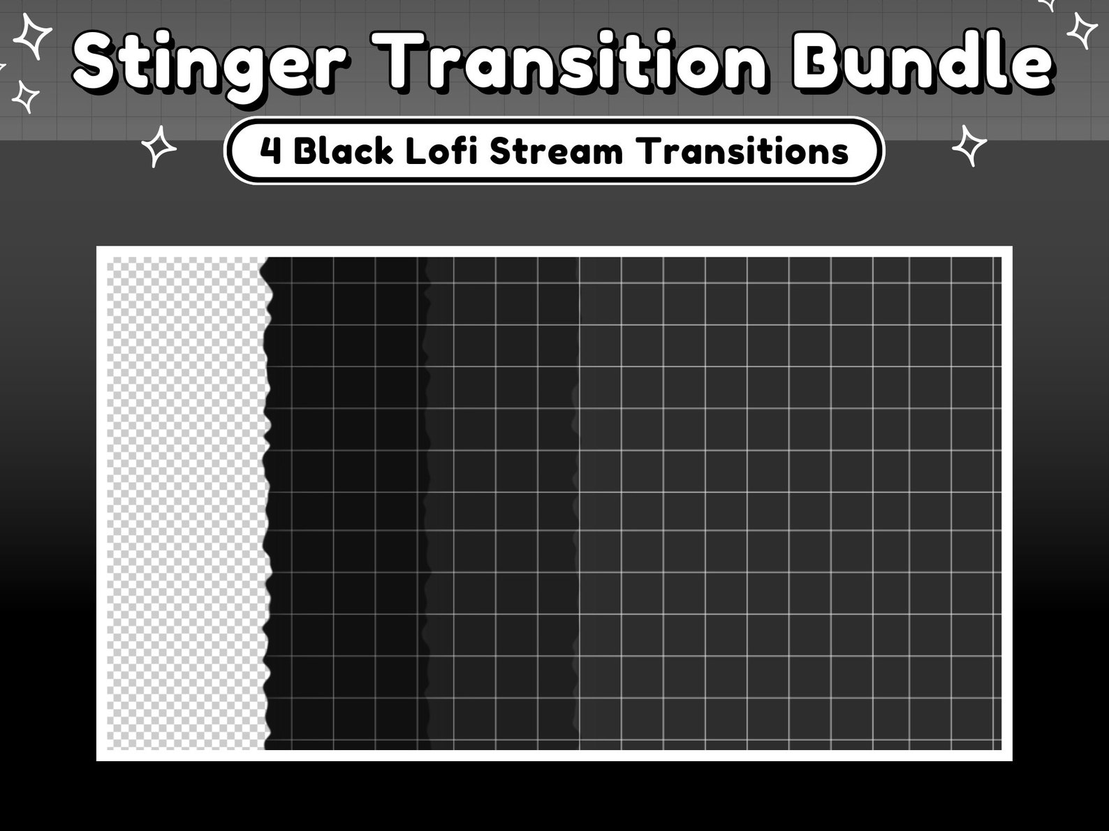 Twitch Stinger Transition Dark Retro Lofi Pattern, Black & White ...