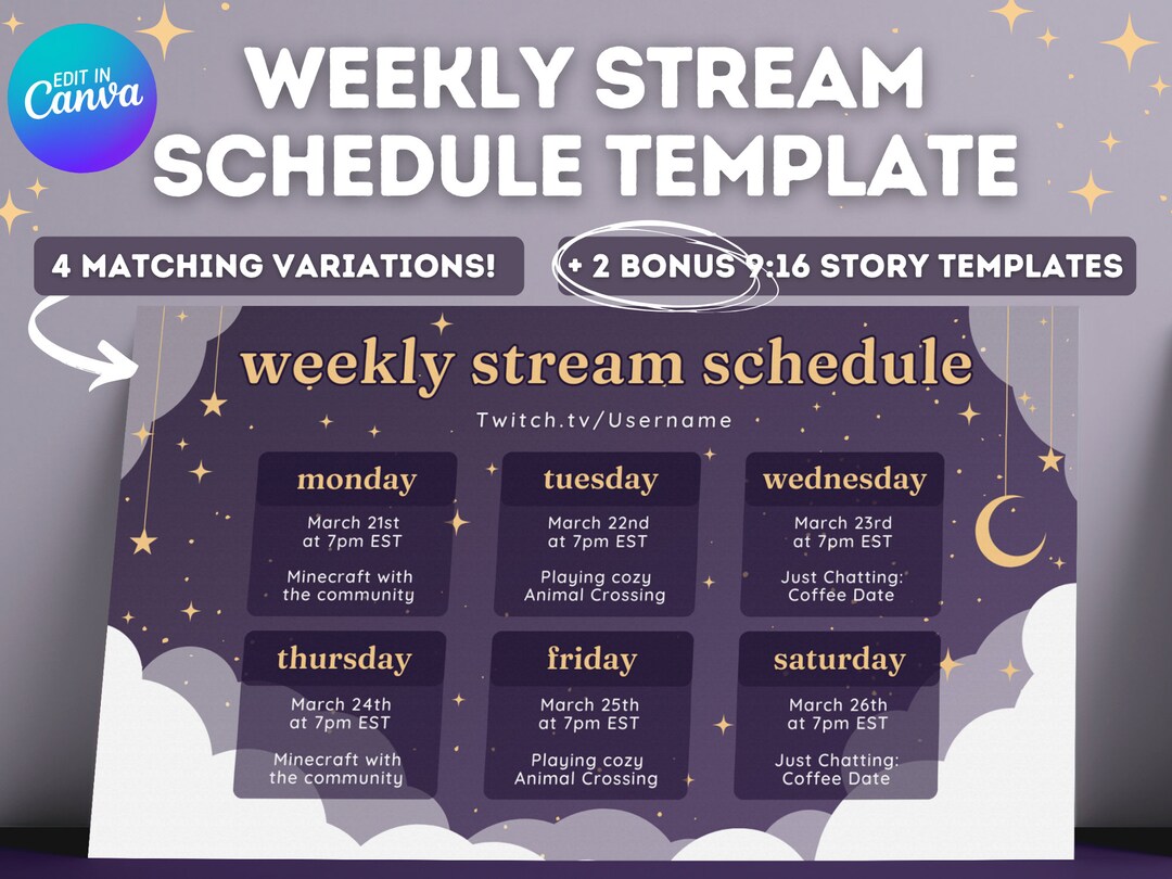 Dark Starry Night Sky Twitch Youtube Weekly Stream Schedule | Social ...