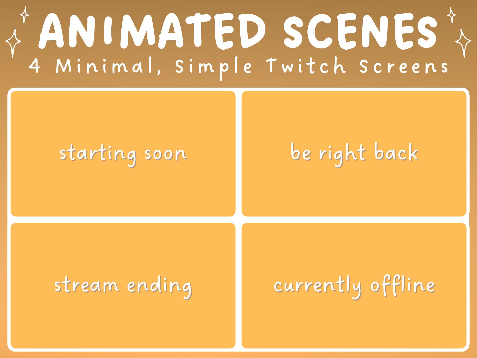 Animated Twitch Screens Yellow - Twitch Streamer | Simple Overlay ...