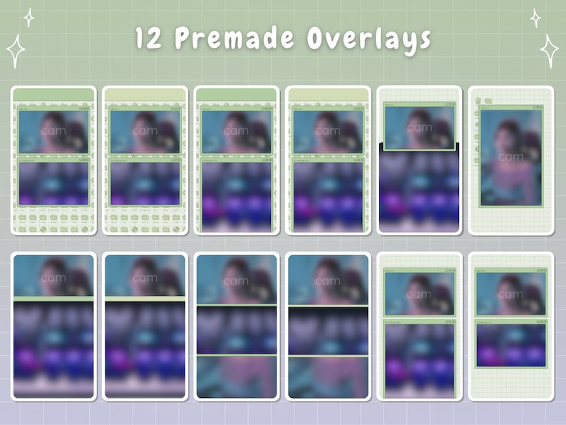 Tiktok Stream Overlay Package - Green Retro Lofi Kawaii Aesthetic ...
