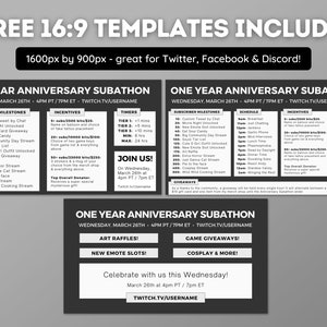 Twitch Subathon Social Media Package | Twitch Event Minimal Social ...