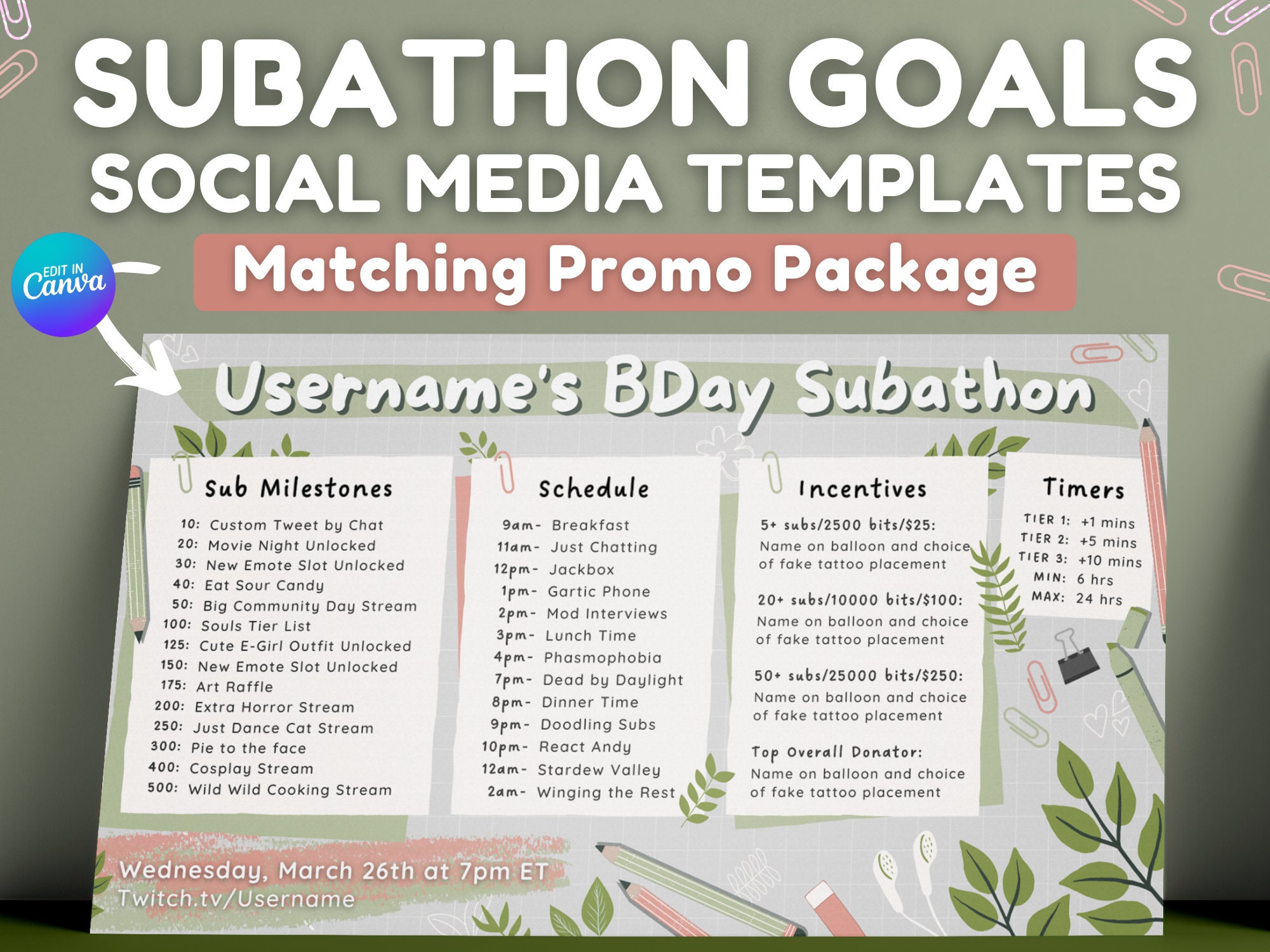 Plants Lofi Desk Twitch Subathon Social Media Package Twitch Event ...