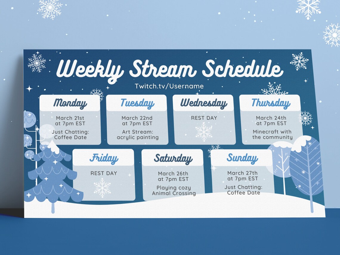 Winter Wonderland Twitch Youtube Weekly Stream Schedule - Etsy