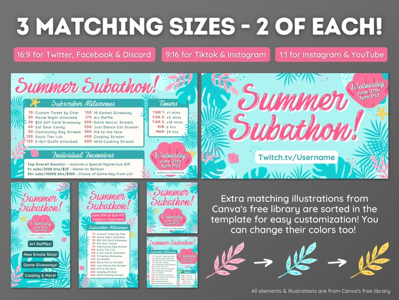 Summer Subathon Twitch Subathon Social Media Package Twitch Event ...