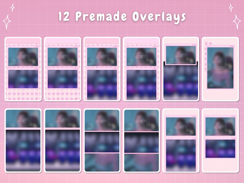 Tiktok Stream Overlay Package Pink Retro Lofi Kawaii Aesthetic Animated Vertical Overlay Lofi ...