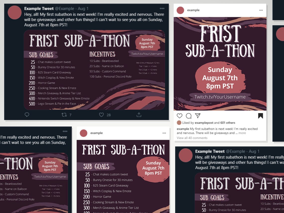 Twitch Subathon Social Media Package Twitch Event Social Package ...