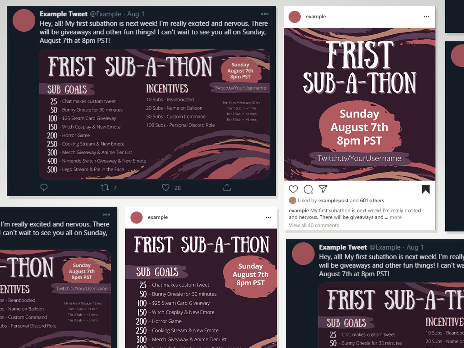 Twitch Subathon Social Media Package Twitch Event Social Package ...