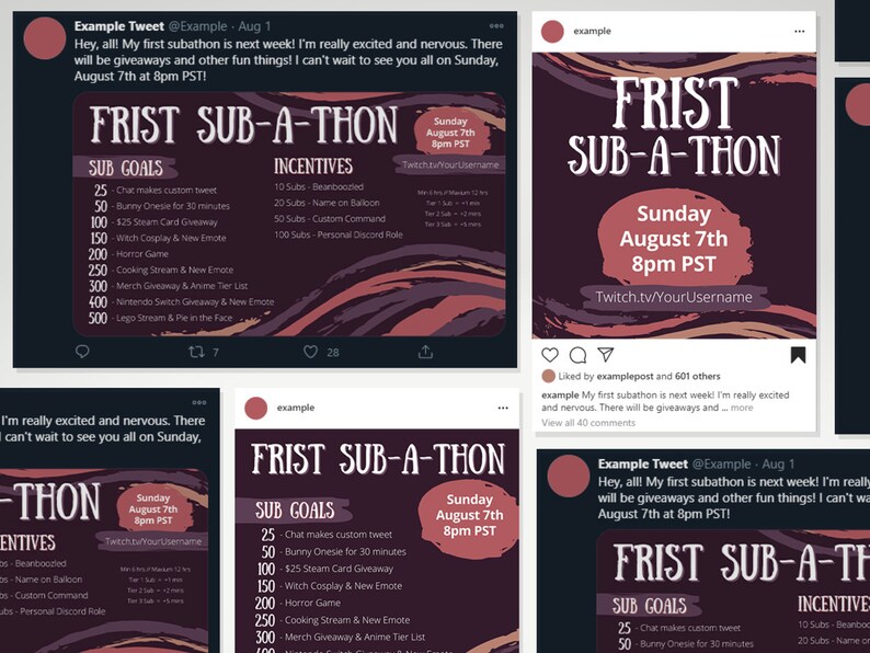 Twitch Subathon Social Media Package | Twitch Event Social Package ...