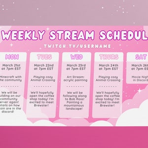Pink Starry Sky Twitch Youtube Weekly Stream Schedule | Social Media ...