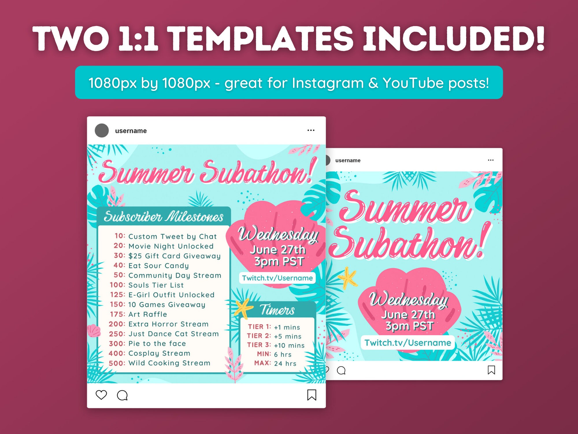 Summer Subathon Twitch Subathon Social Media Package Twitch Event ...