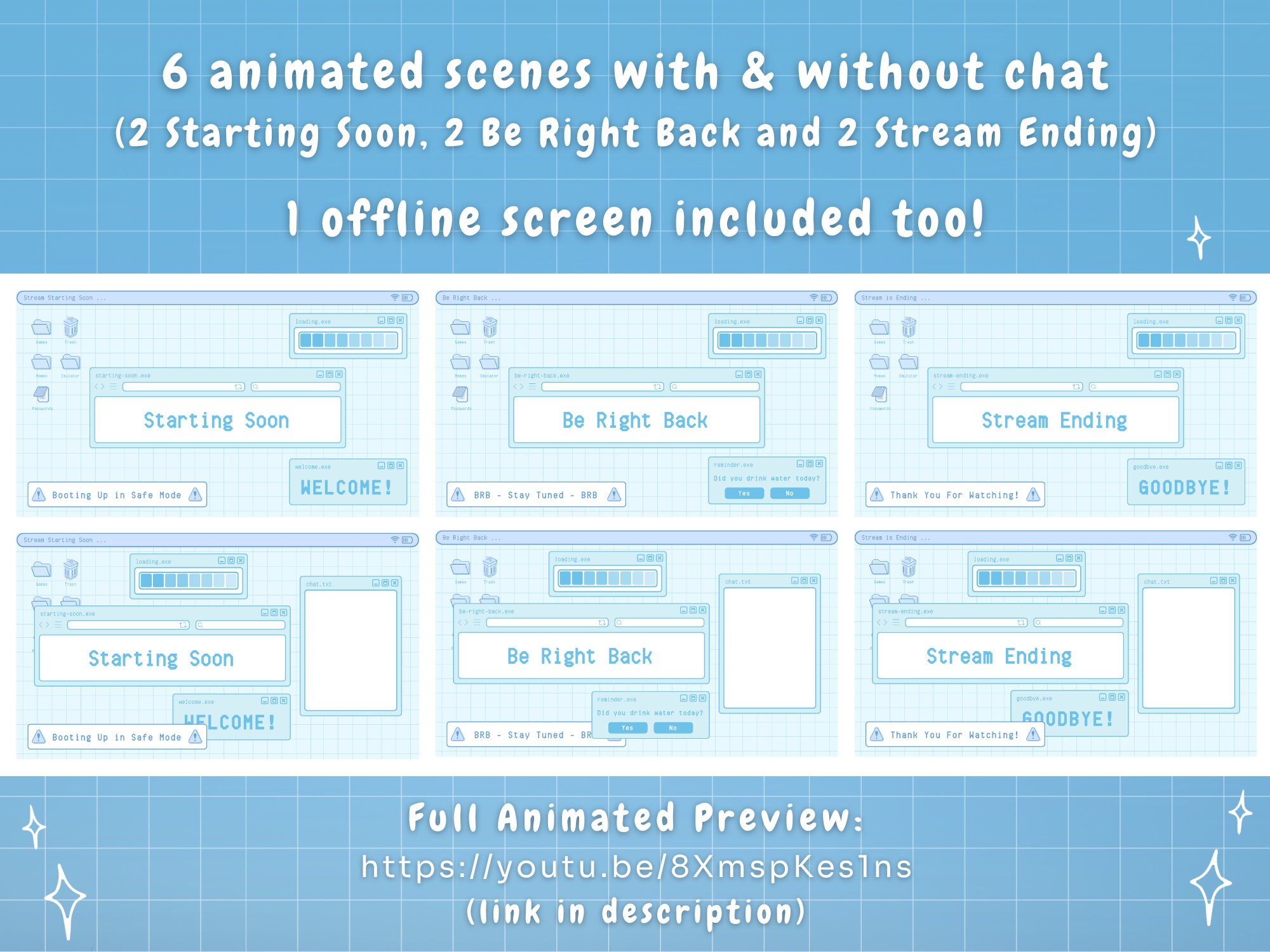 Animated Twitch Screens - Blue Retro Lofi Windows Aesthetic - Starting ...