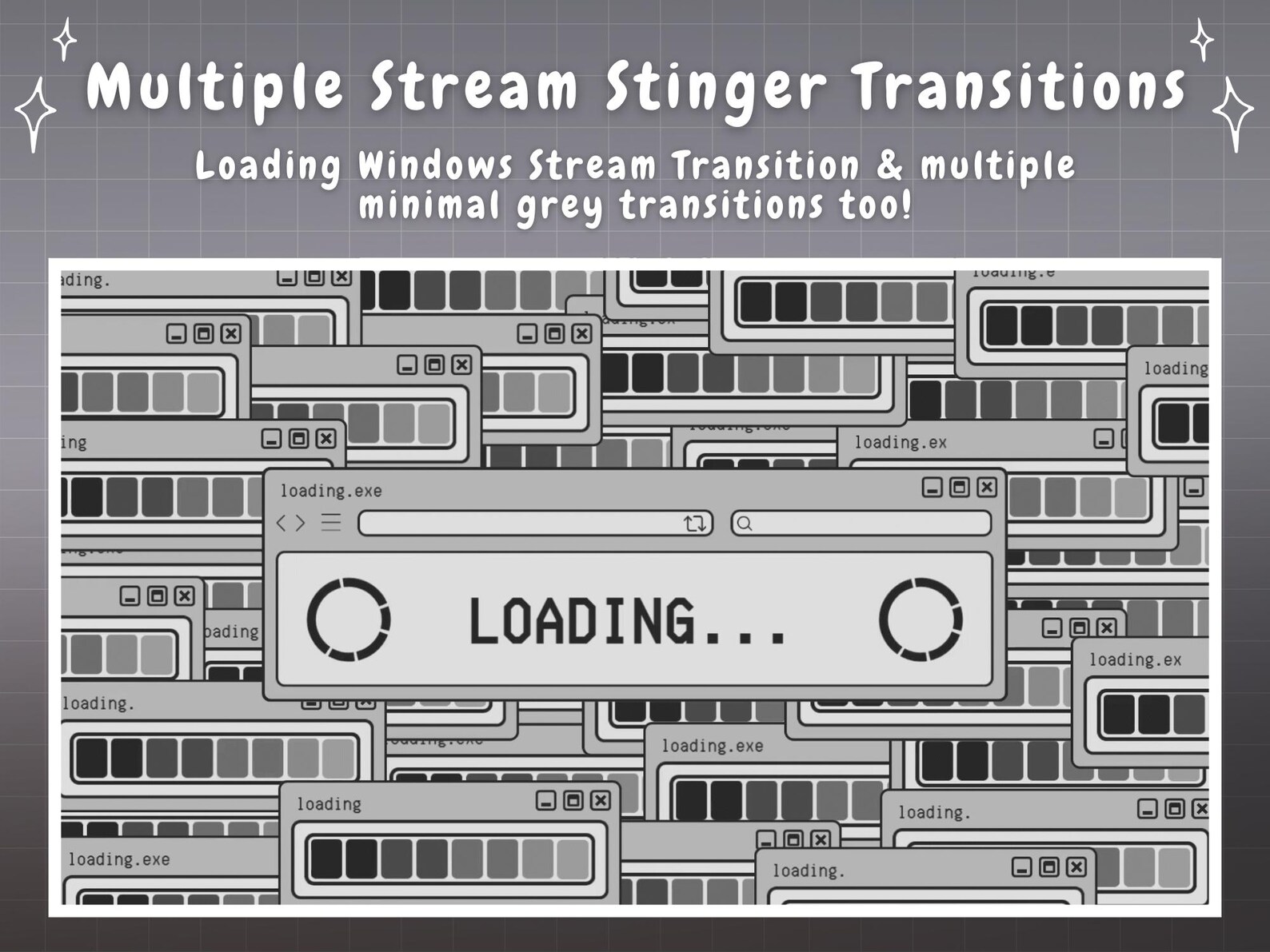 Twitch Overlay Stream Package - Grey Retro Lofi PC UI Aesthetic ...