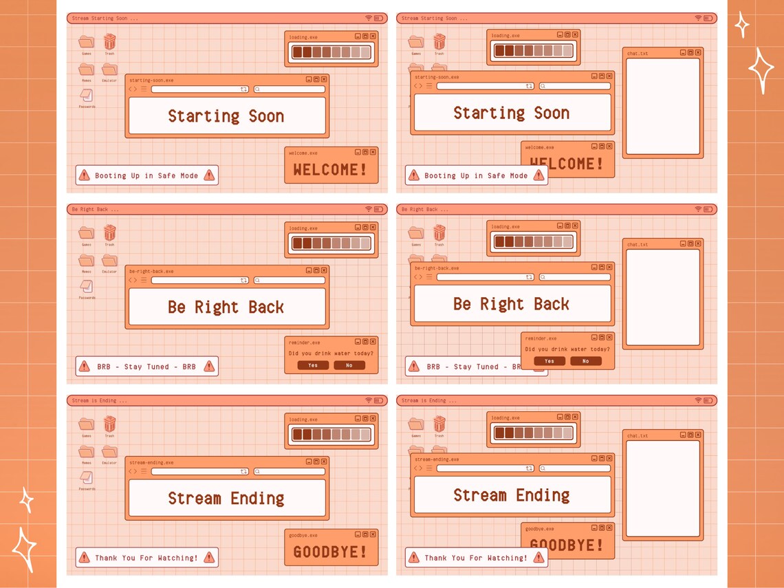 Animated Twitch Screens - Orange Retro Lofi Windows Aesthetic ...