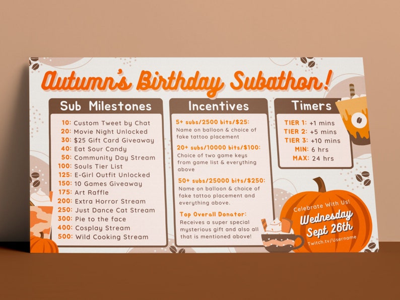 Pumpkin Spice Subathon Twitch Subathon Social Media Package Twitch ...