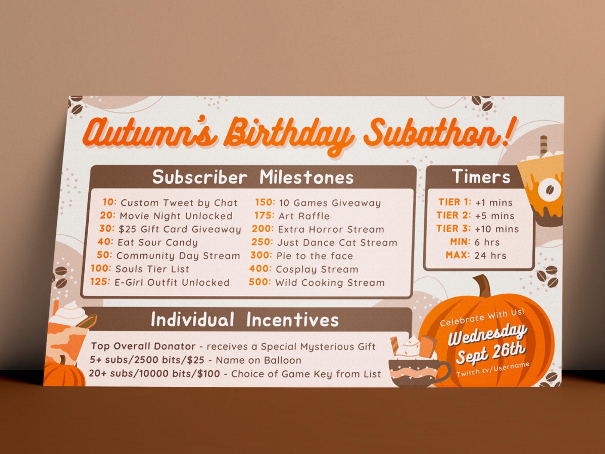 Pumpkin Spice Subathon Twitch Subathon Social Media Package Twitch ...