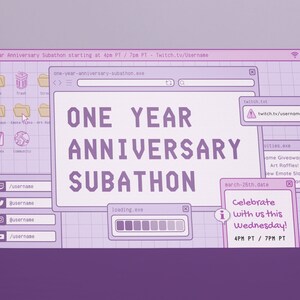Purple Retro Lofi Twitch Subathon Social Media Package | Twitch Stream ...
