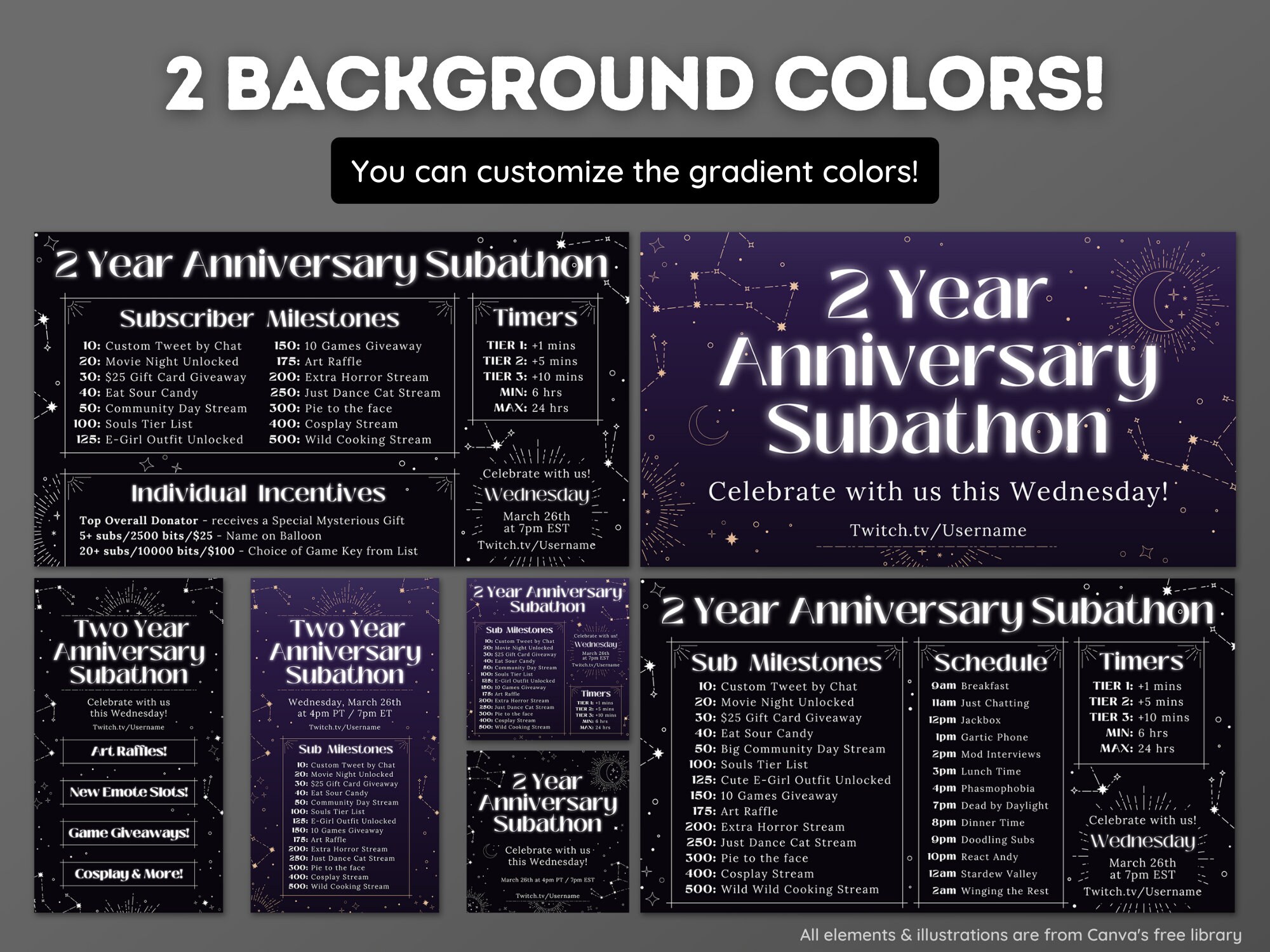 Dark Celestial Subathon Twitch Subathon Social Media Package Twitch ...