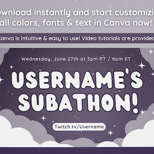 Dark Purple Night Sky Subathon - Twitch Subathon Social Media Package ...