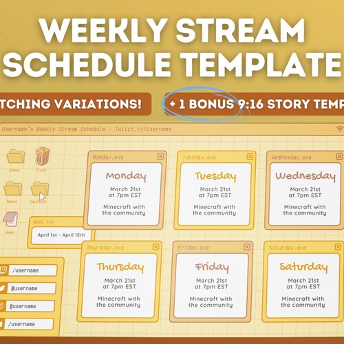 Yellow Retro Lofi Twitch Youtube Weekly Stream Schedule - Etsy