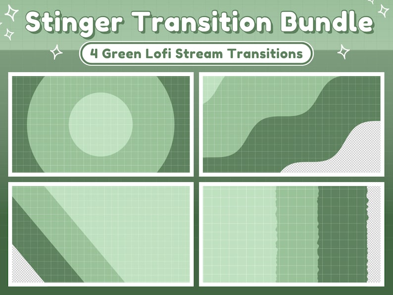 Twitch Stinger Transitions - Green Retro Lofi Pattern, Cute Green ...
