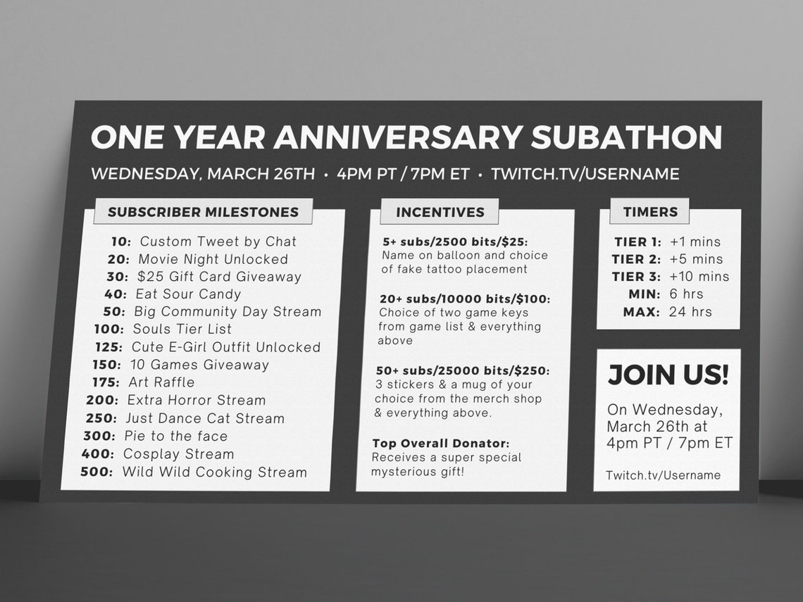 Twitch Subathon Social Media Package Twitch Event Minimal - Etsy