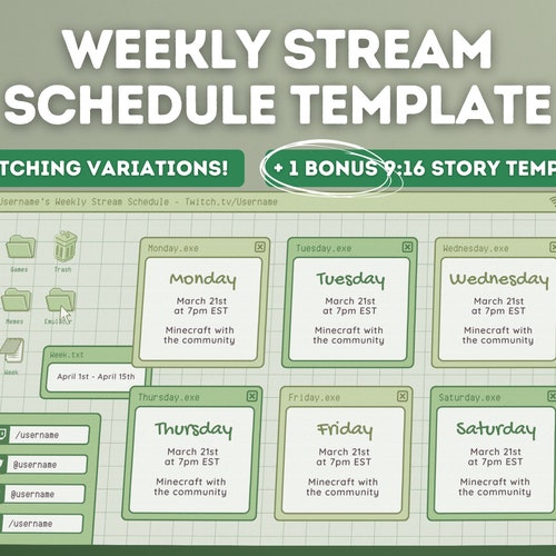 Dark Retro Lofi Twitch Youtube Weekly Stream Schedule Social - Etsy