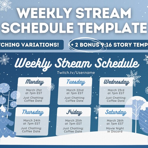 Celestial Twitch Youtube Weekly Stream Schedule Social Media - Etsy