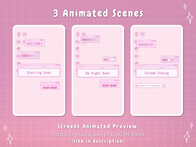Tiktok Stream Overlay Package Pink Retro Lofi Kawaii Aesthetic Animated ...