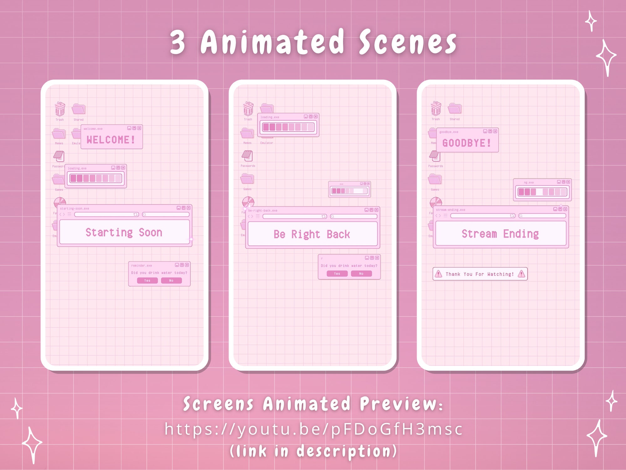 Tiktok Stream Overlay Package - Pink Retro Lofi Kawaii Aesthetic ...
