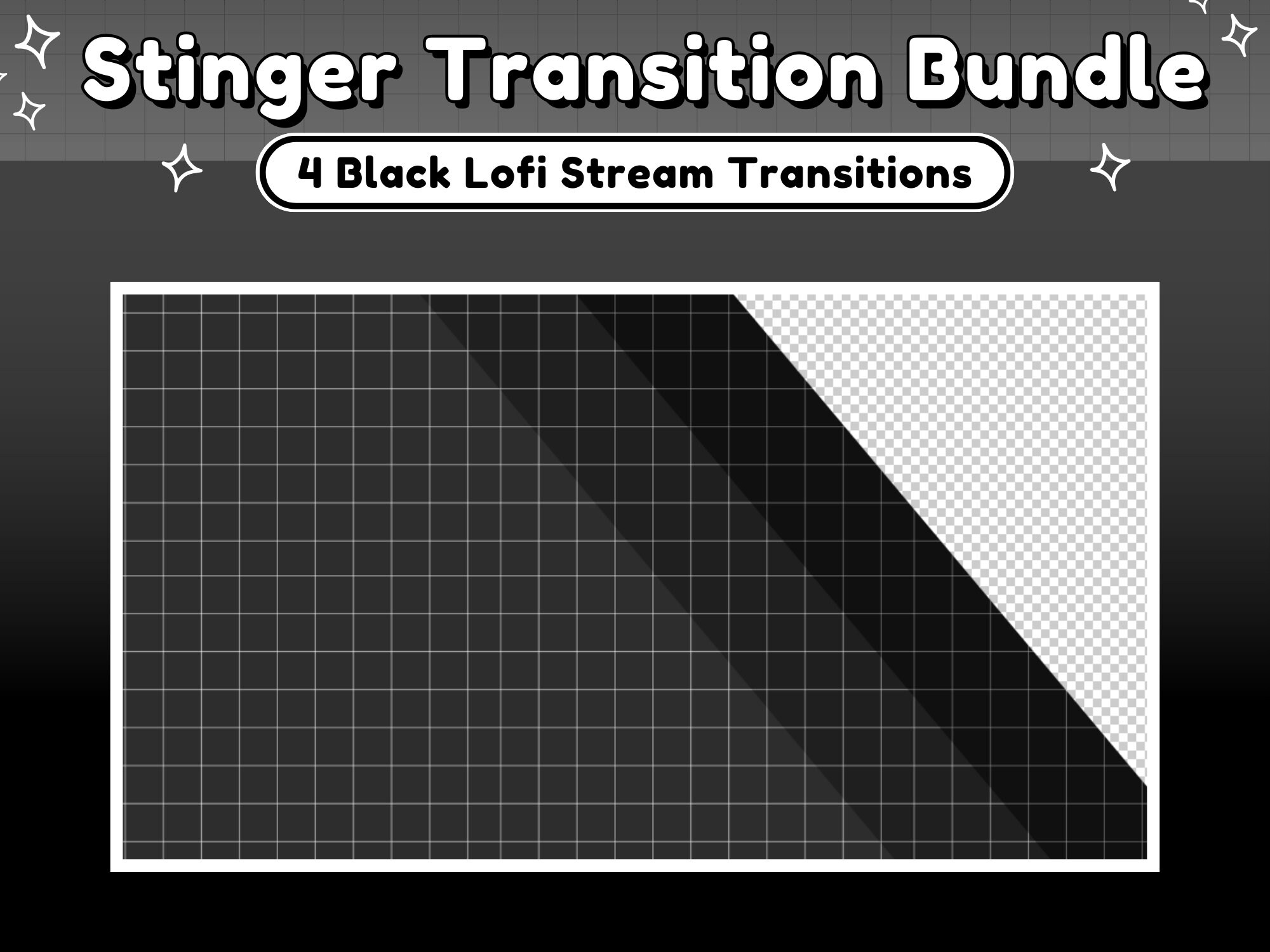 Twitch Stinger Transition Dark Retro Lofi Pattern, Black & White ...