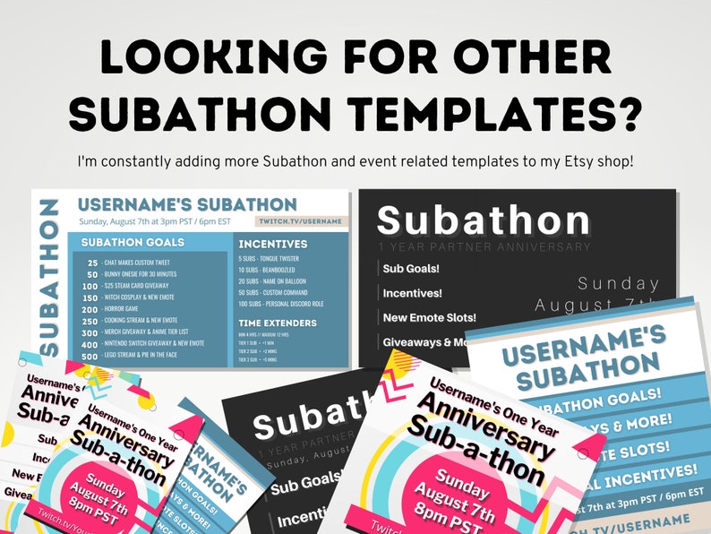 Twitch Subathon Social Media Package Twitch Event Social - Etsy
