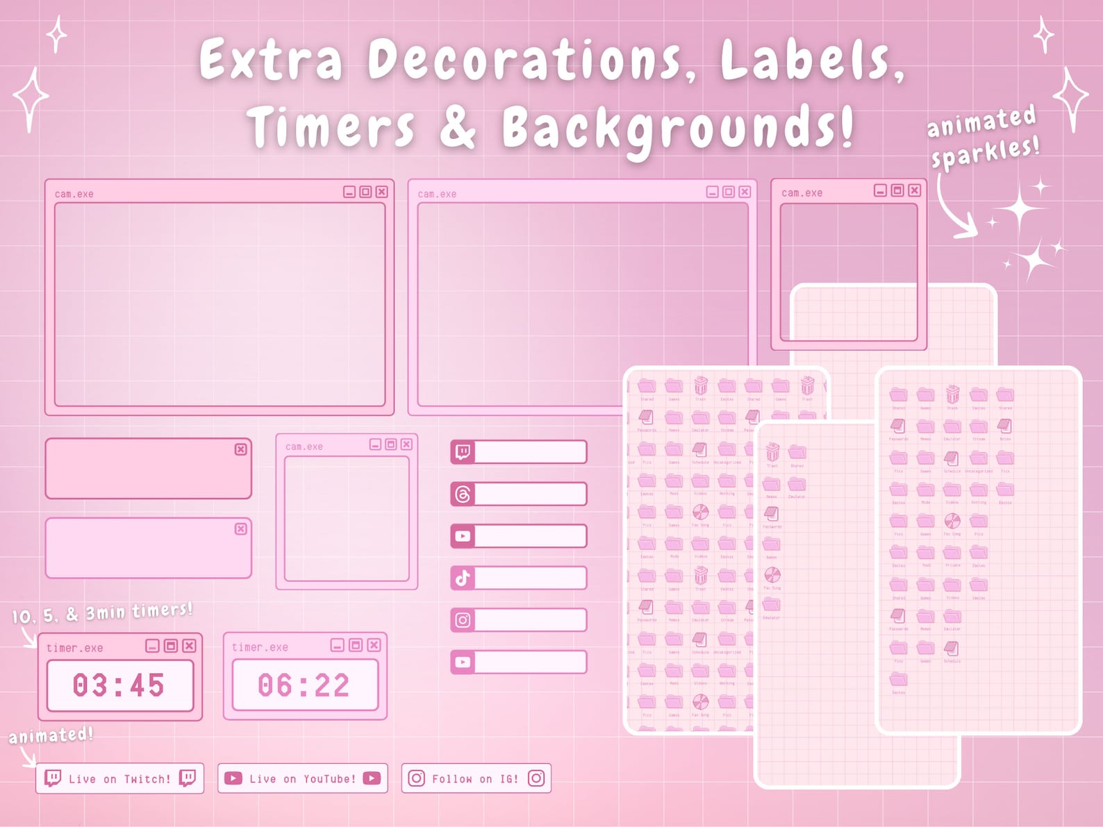 Tiktok Stream Overlay Package - Pink Retro Lofi Kawaii Aesthetic ...