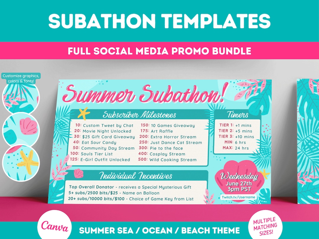 Summer Subathon - Twitch Subathon Social Media Package | Twitch Event ...