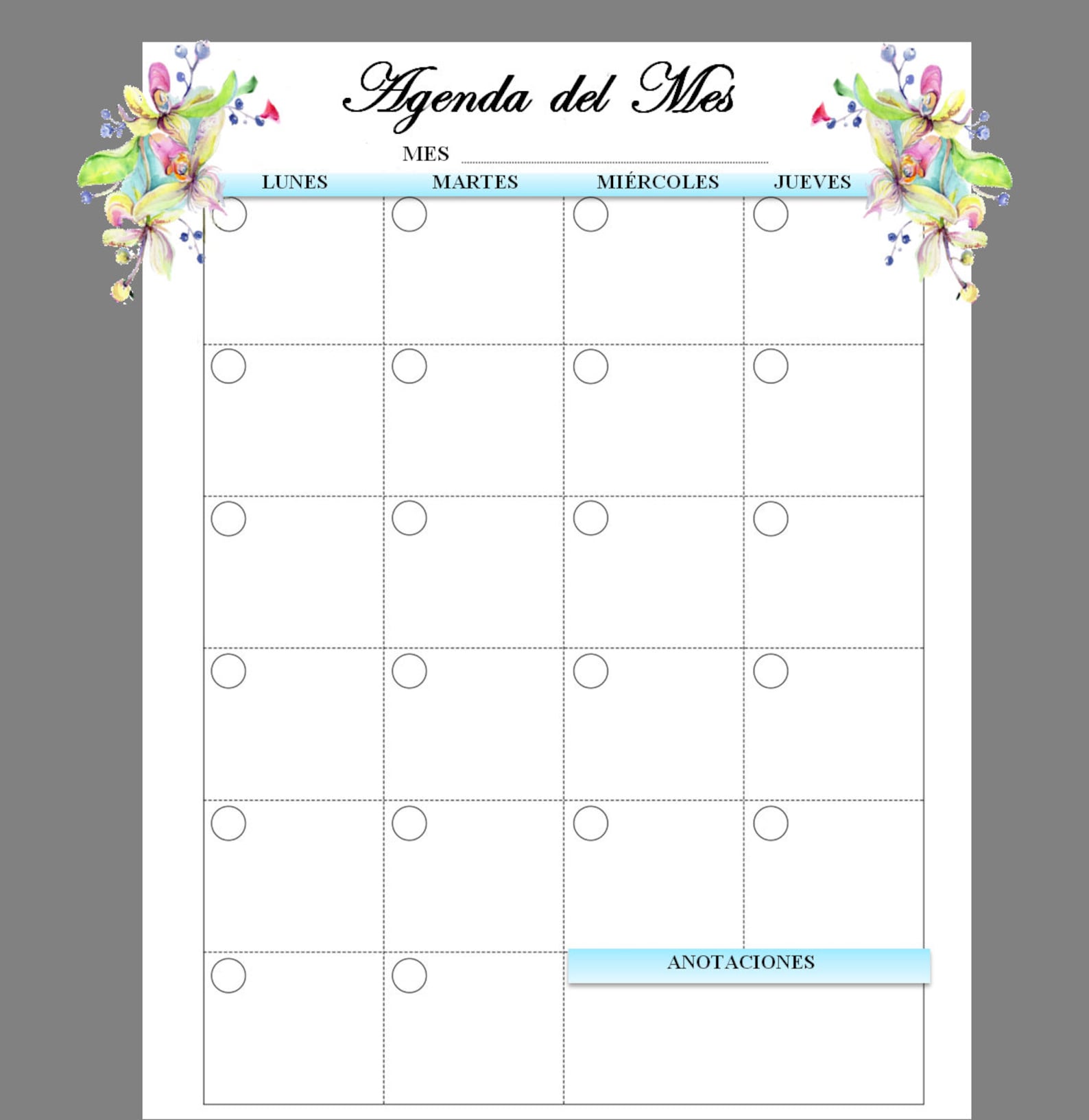 Imprimible Planner Mensual | Etsy