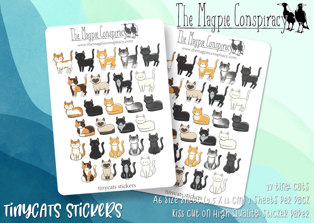 Two Sheets Cats Stickers, Different Types of Tiny Cat, Decorative ...