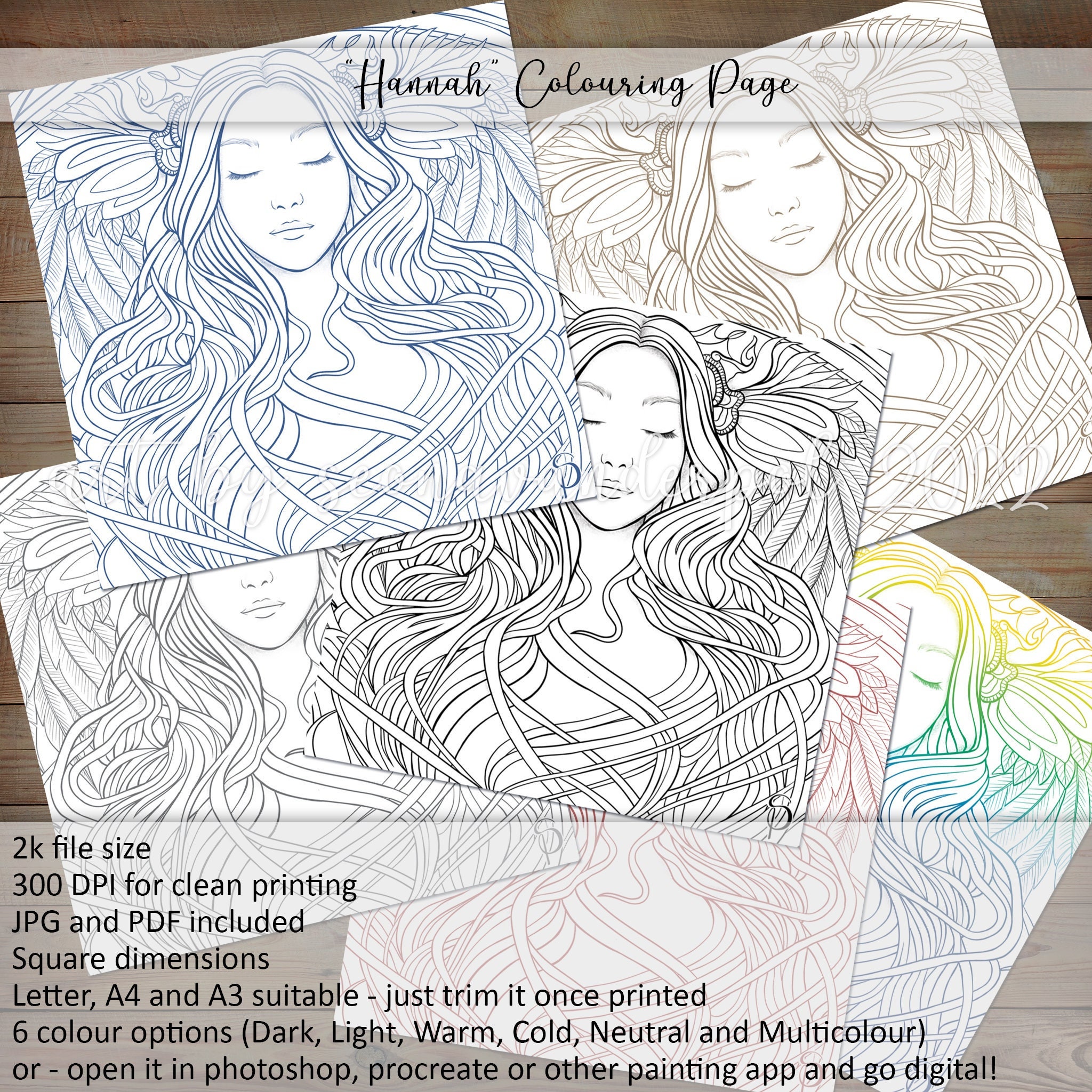 Hannah Colouring Page, Colouring for Adults, Colouring Book Meditation ...