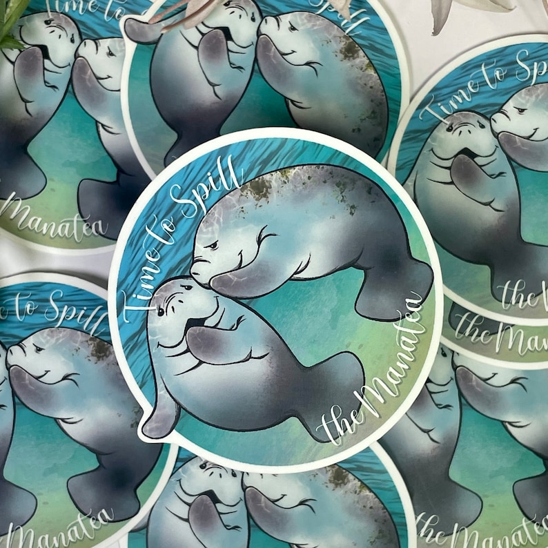 Spill the Manatea Sticker, Water Bottle Decal Laptop Sticker Laminated ...