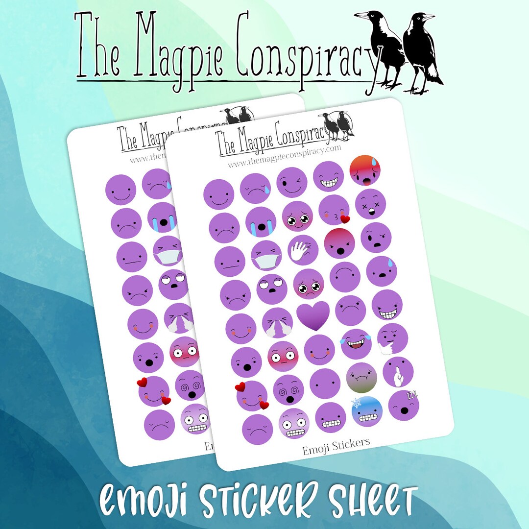 Two Sheets Emoticons Stickers, Purpley Pink Emoji, Decorative Stickers ...