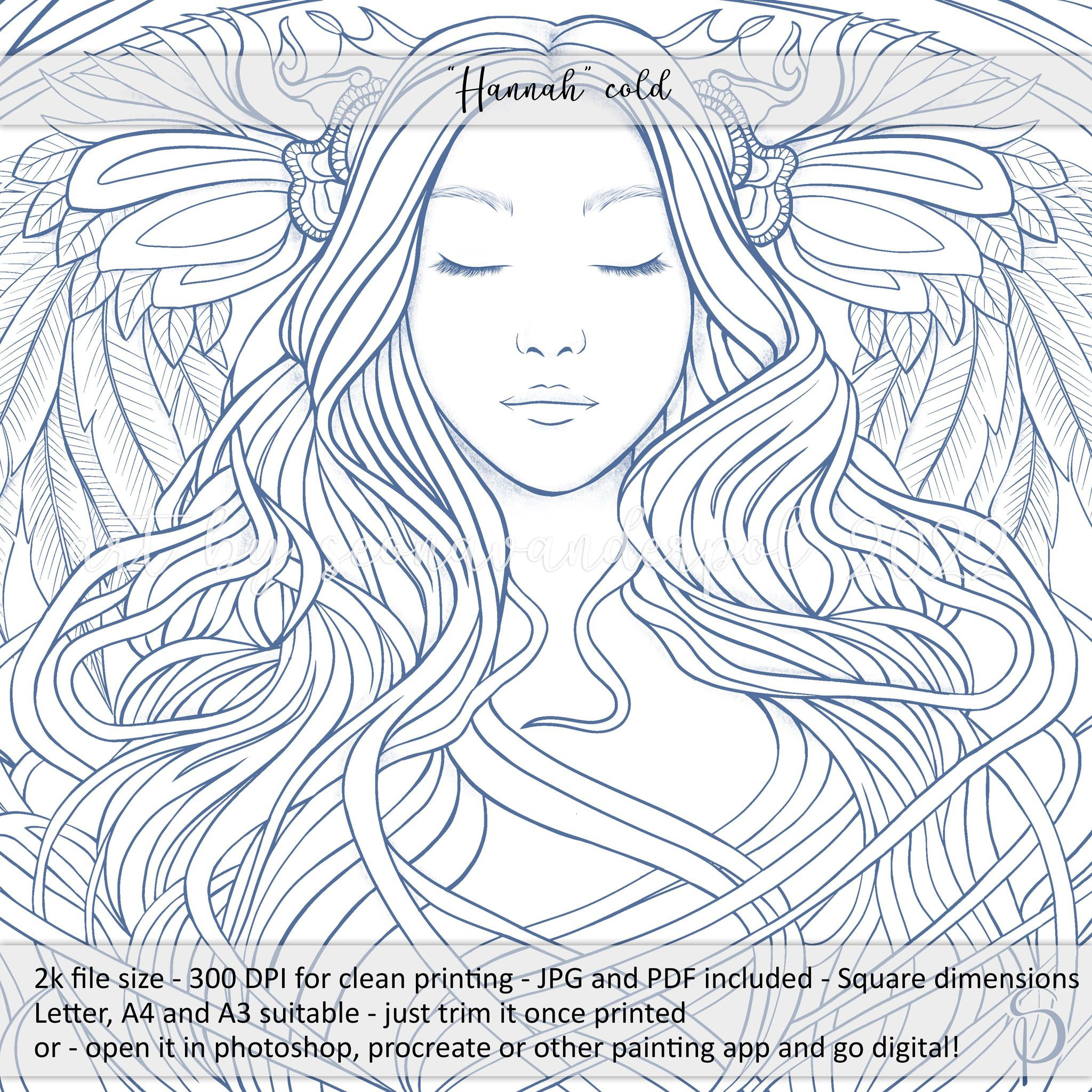 Hannah Colouring Page, Colouring for Adults, Colouring Book Meditation ...