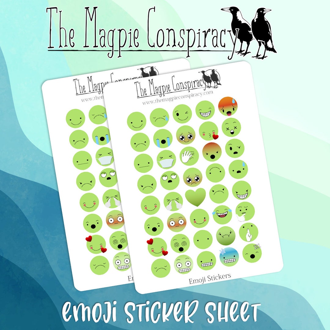 Two Sheets Emoticons Stickers, Grass Green Emoji, Decorative Stickers ...
