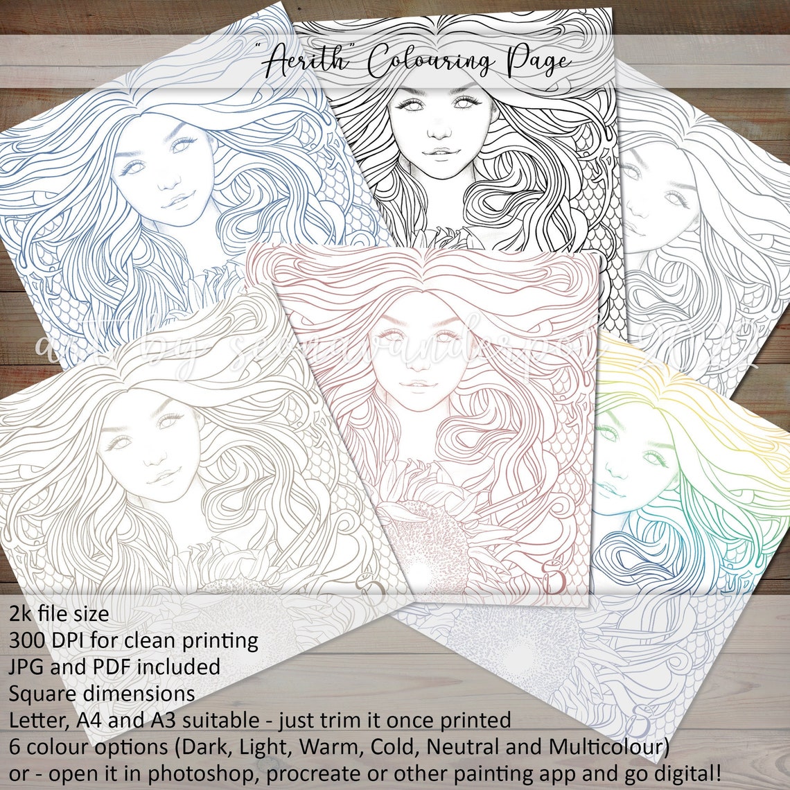 Aerith Colouring Page, Colouring for Adults, Colouring Book Meditation ...