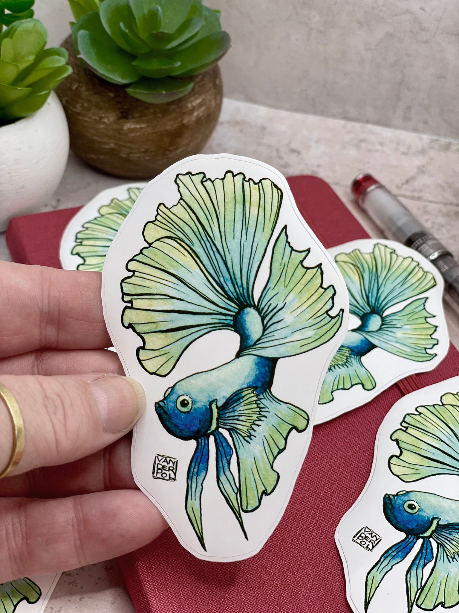 Betta Fish Sticker, Water Bottle Decal, Laptop Sticker, Laminated ...