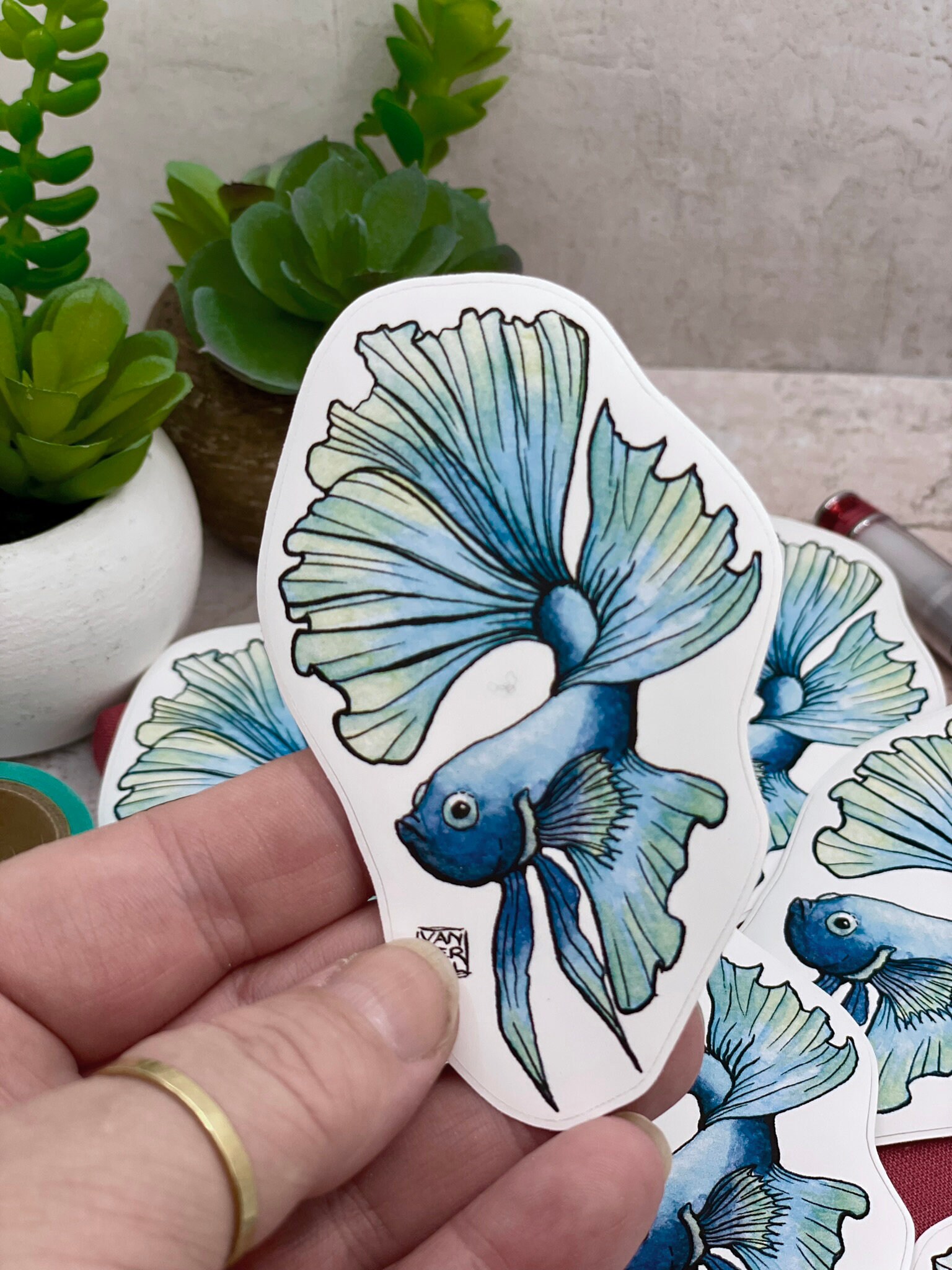 Betta Fish Sticker, Water Bottle Decal, Laptop Sticker, Laminated ...