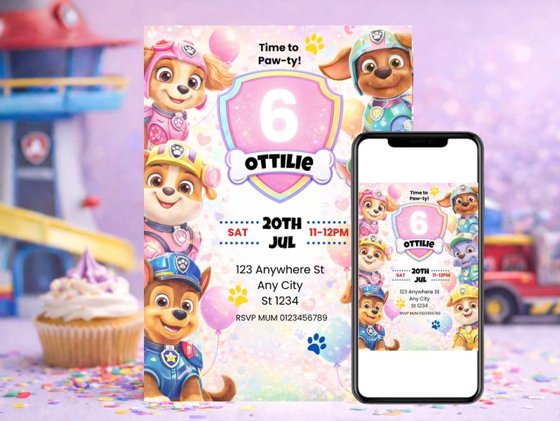Paw Patrol 6th Birthday Invitation, Canva Editable 5x7 Party Invite ...