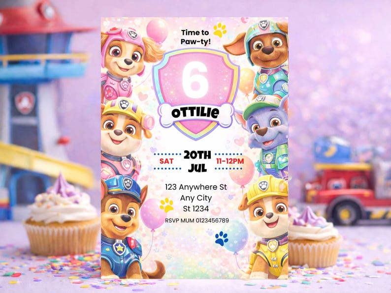 Paw Patrol 6th Birthday Invitation, Canva Editable 5x7 Party Invite ...