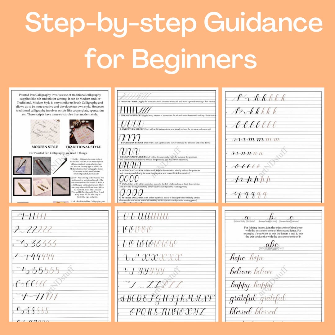 Printable Calligraphy Worksheets Basics of Pointed Pen Calligraphy ...