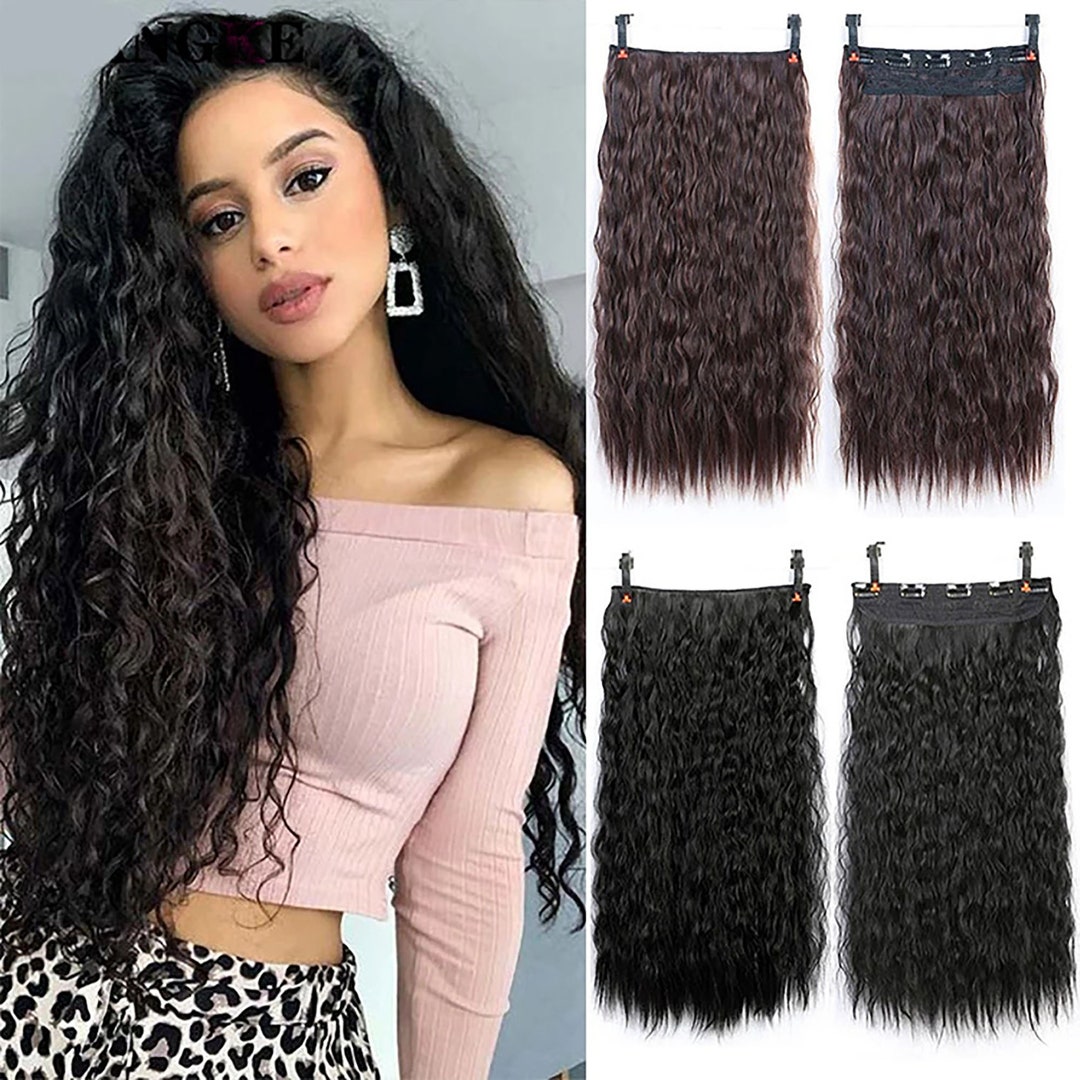 5 Clip on Big Wave Wig Pieces Brown Natural Wig Pieces Long - Etsy